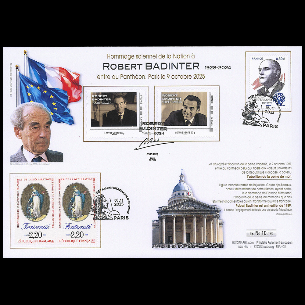 FDC France 2025 "Robert Badinter at the Pantheon, Tribute from the ...