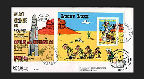 V161L-T1: 2003 "ARIANE Vol 161 Optus and Defense C1, BSAT-2c" bloc ...