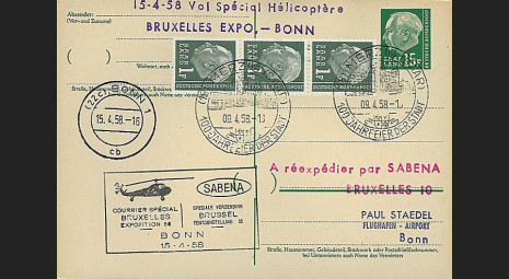 SAB58-H3T1 : SAAR 1958 SABENA Helicopter Special Flight Brussel Expo 58 ...
