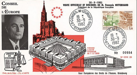 CDH29 : 1982 - FDC "1st official visit of Pdt Mitterrand at the Court ...