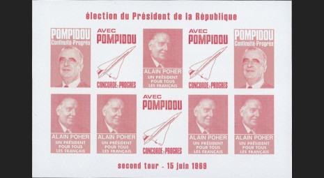 PRES69-RO-ND : 1969 - Non-perforated labels "Poher-Pompidou / Concorde ...