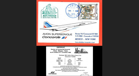 AF002 : 1.11.1982 - Card carried “Last Concorde AF002 flight Mexico ...
