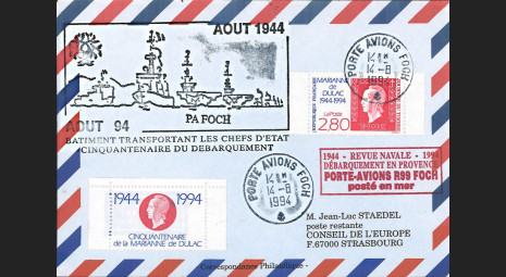 NAV43 : 1994 FDC France "50 years Landing in Provence on the FOCH ...