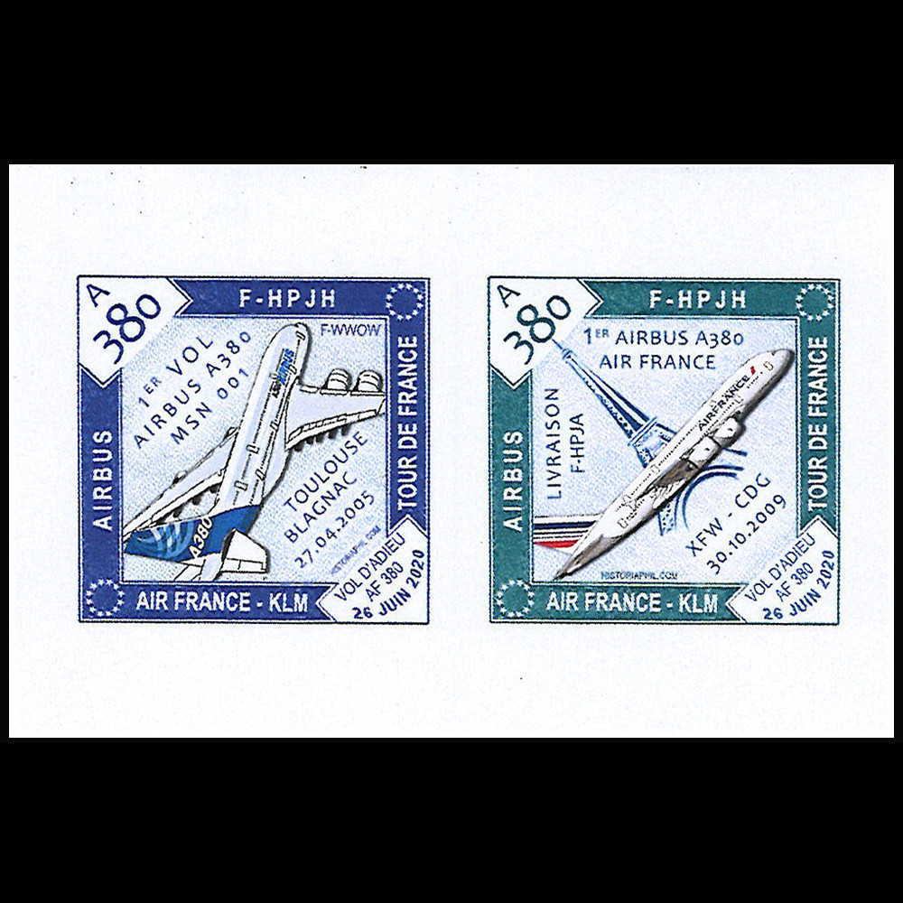 A380-305BND: 2020 - Bloc ND vignettes aériennes "VOL D'ADIEU A380 AIR ...