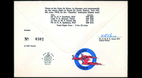 RAF-GAZELLES75D Aerobatic patrol THE GAZELLES 1975 (T1) Pilot signatures