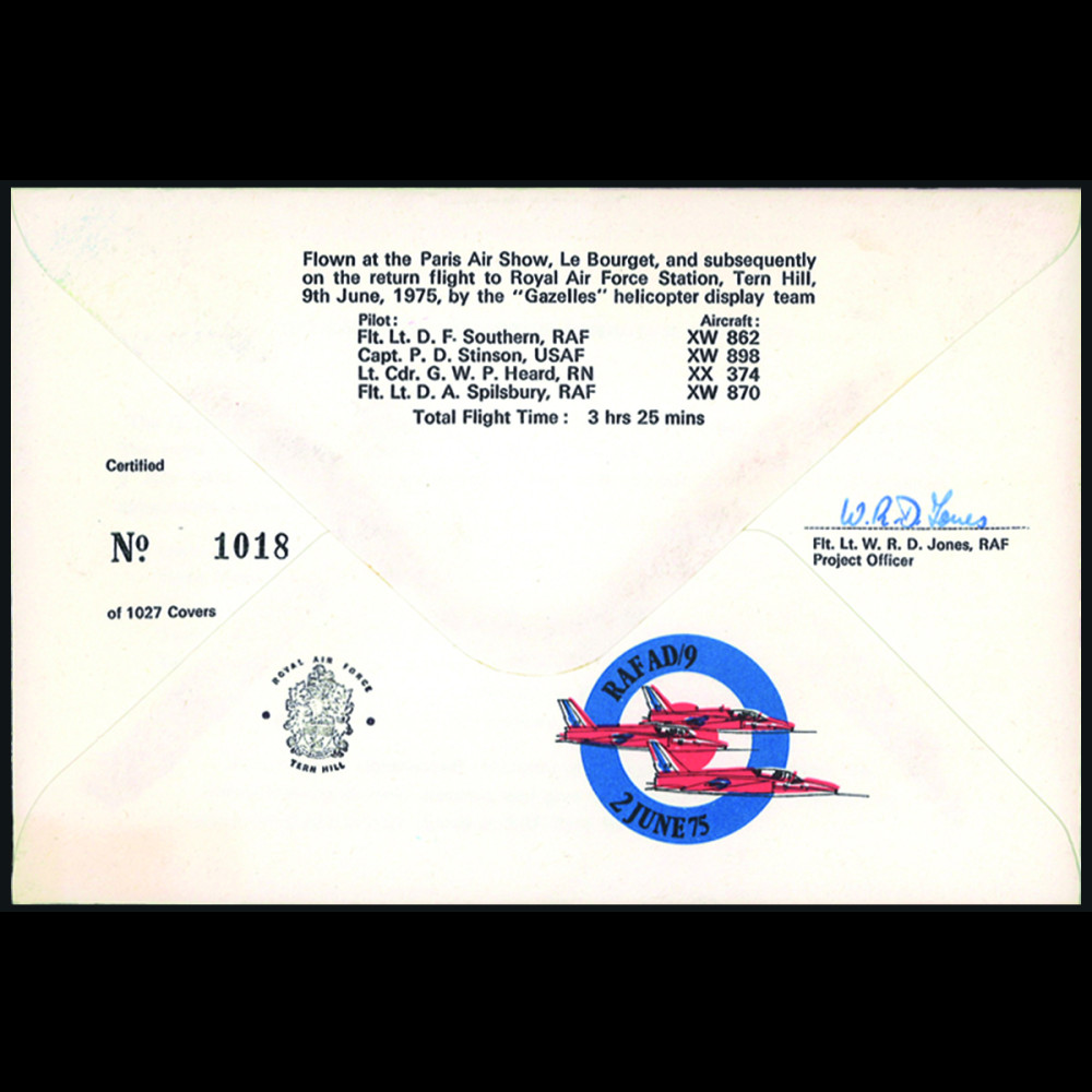 RAF-GAZELLES75D Aerobatic patrol THE GAZELLES 1975 (T2) Pilot signatures