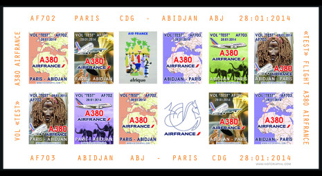 A380-250FND 12 imperf Air Labels A380 AIR FRANCE TEST FLIGHT Paris ...