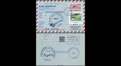 CO-RET90B: Aérogramme France "50 ANS 1er vol CONCORDE à MACH 1, 1969-2019"